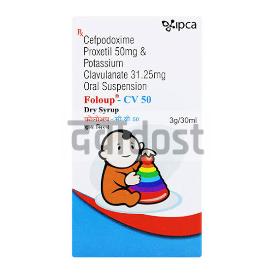 Buy Foloup CV 50mg/31.25mg Dry Syrup Online, View Uses, Review, Price ...