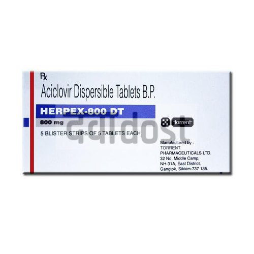 Buy Herpex 800 DT Tablet Online, View Uses, Review, Price, Composition | SecondMedic