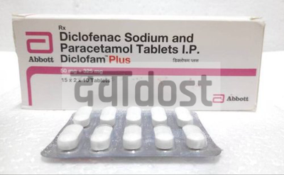 Buy Diclofam Plus 50mg/325mg Tablet Online, View Uses, Review, Price ...