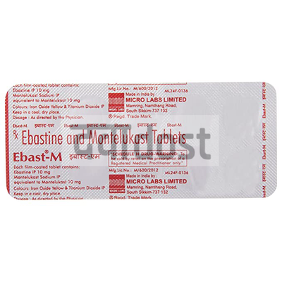 Buy Ebast M 10mg/10mg Tablet Online, View Uses, Review, Price ...
