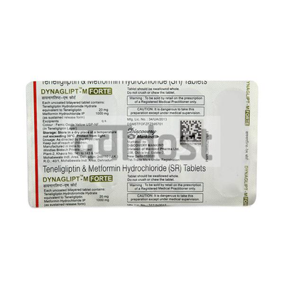 Buy Dynaglipt M Forte 1000mg/20mg Tablet SR 10s Online, View Uses ...