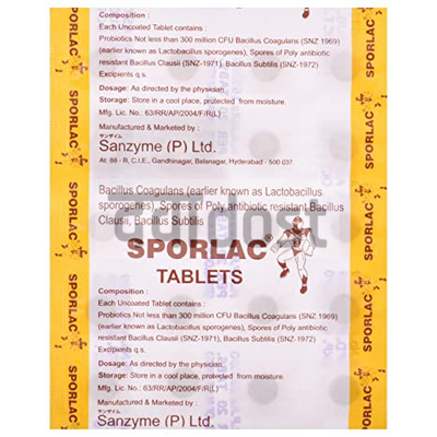 Buy Sporlac Tablet 20s Online, View Uses, Review, Price, Composition ...