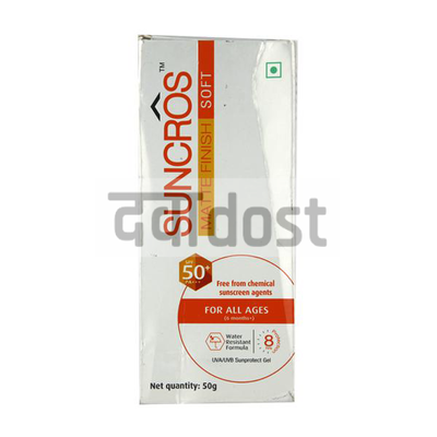 Buy Suncros Matte Finish Soft SPF 50 Gel 50gm Online, View Uses, Review ...