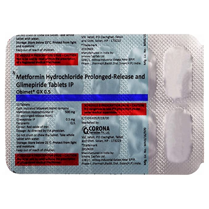 Buy OBIMET-GX 0.5MG 10TAB Online, View Uses, Review, Price, Composition ...