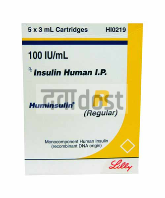 Buy Huminsulin R 100IU Cartridge Online, View Uses, Review, Price ...