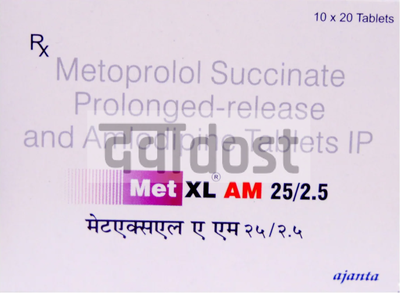 Buy MET XL AM 25mg/2.5mg Tablet PR 20s Online, View Uses, Review, Price ...