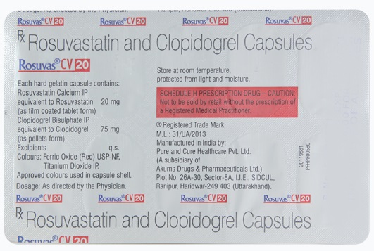 Buy ROSUVAS-CV 20MG 10CAP Online, View Uses, Review, Price, Composition ...