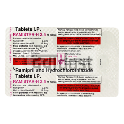 Buy Ramistar-H 2.5mg Tablet 15s Online, View Uses, Review, Price ...