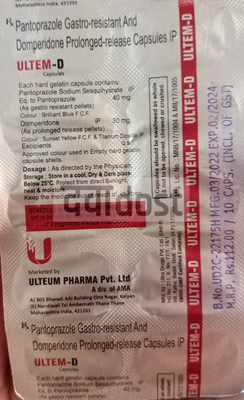 Ultem D 40mg/30mg Capsule PR 10s Upto 8.04% Off | DawaaDost