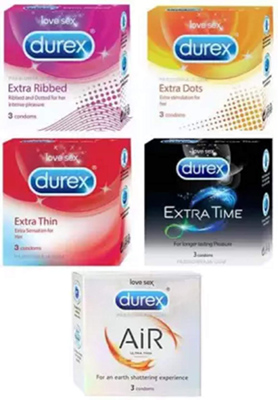 Buy Durex Honeymoon Pleasure Packs - Extra Ribbed 3s-1N, Extra Dots3s ...