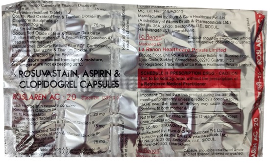 Buy ROSLAREN-AC 20MG 10CAP Online, View Uses, Review, Price ...