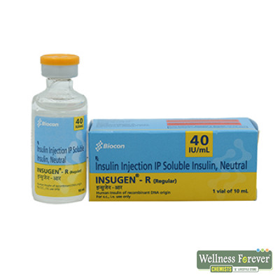 Buy INSUGEN-R 40IU 10ML VIAL Online, View Uses, Review, Price, Composition | SecondMedic