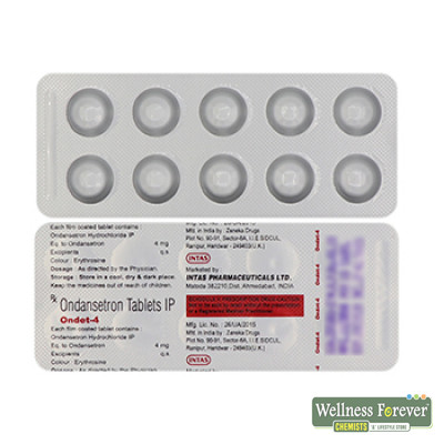 Buy ONDET 4MG 10TAB Online, View Uses, Review, Price, Composition ...