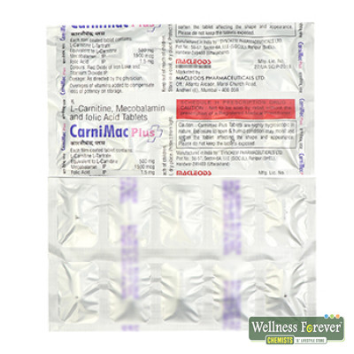 Buy CARNIMAC-PLUS 10TAB Online, View Uses, Review, Price, Composition ...