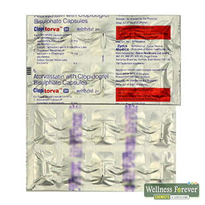 Buy CLOPITORVA 20MG 10CAP Online, View Uses, Review, Price, Composition ...
