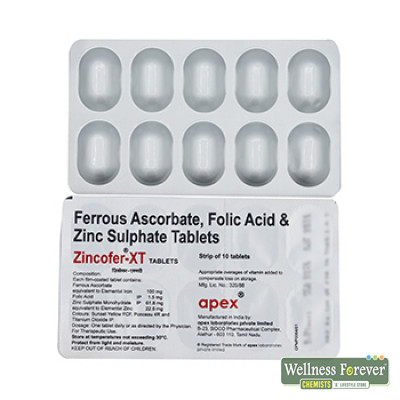 Buy ZINCOFER-XT 10TAB Online, View Uses, Review, Price, Composition ...
