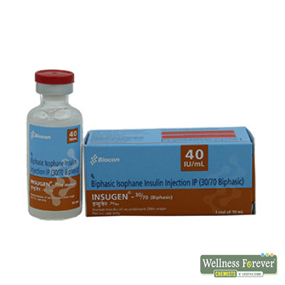 Buy INSUGEN 30/70 40IU 10ML VIAL Online, View Uses, Review, Price, Composition | SecondMedic
