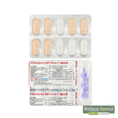 Buy GLIMIPREX-MF FORTE 1/1000MG 10TAB Online, View Uses, Review, Price ...
