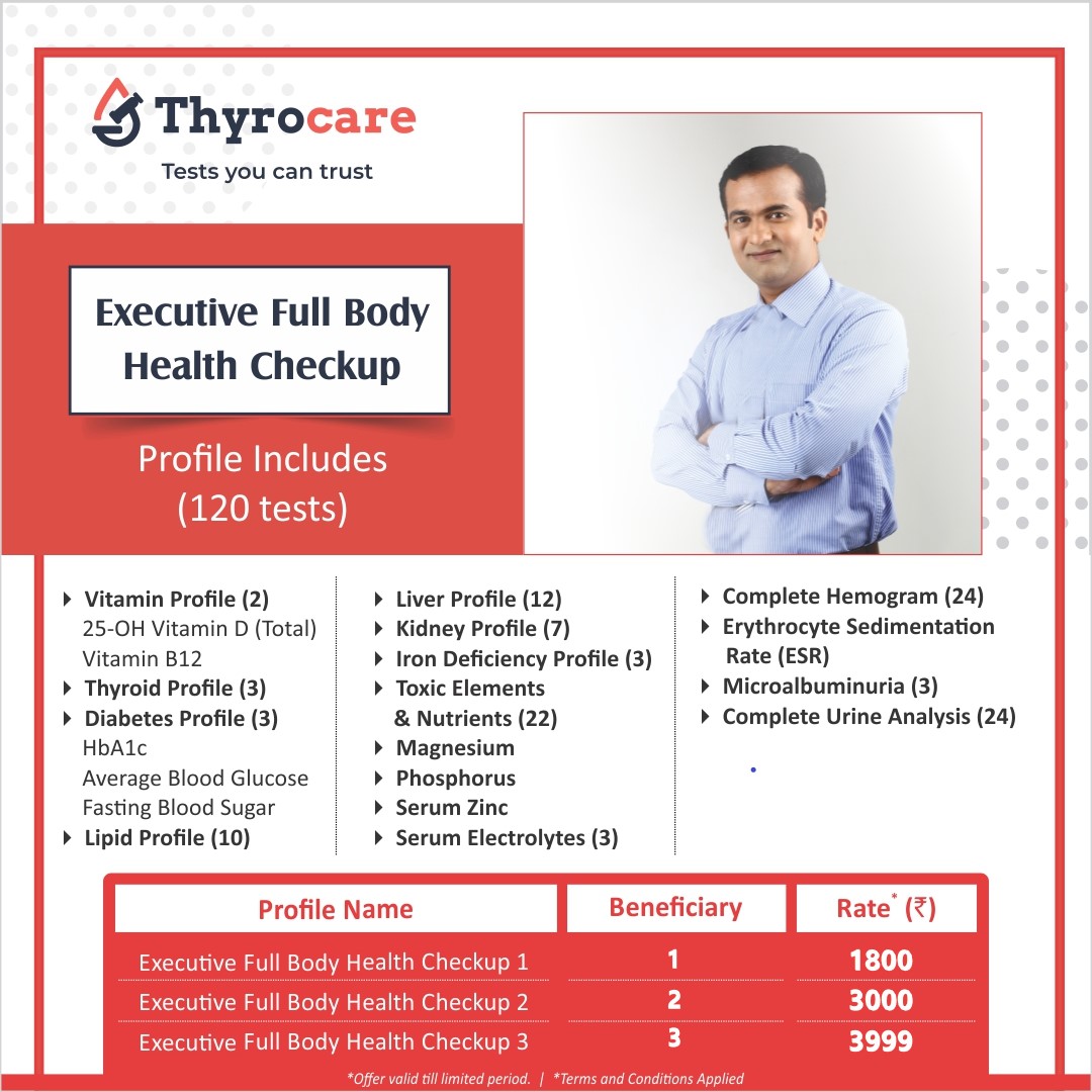 EXECUTIVE FULL BODY HEALTH CHECKUP 1+1 at Thyrocare near me | Sec